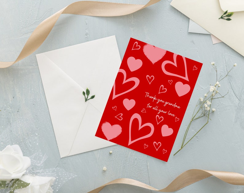 Printable Funeral Card Grandma / Red Remember Card for Grandmother ...
