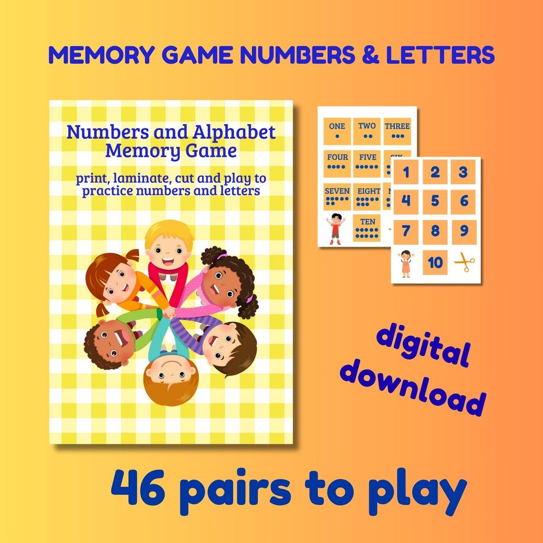 Memory Game, Numbers and Letters for Children, to Learn Playfully ...