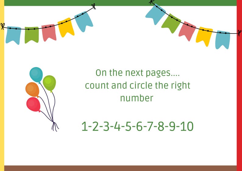 Counting Numbers Exercise, 1 to 10, Printable Digital Download, 10x ...