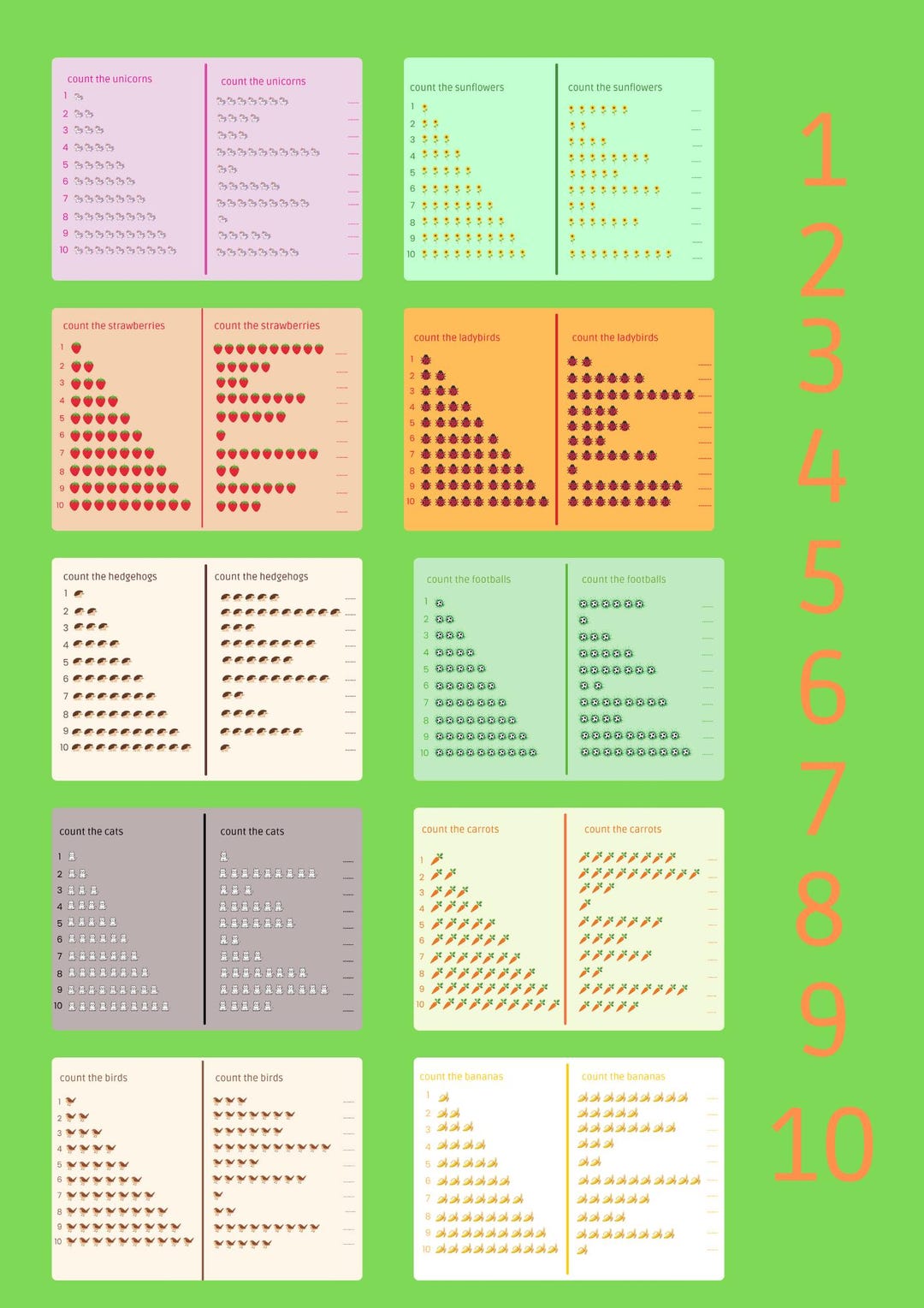 Learning Numbers Game From 1 to 10, Printable Game, Digital Download ...