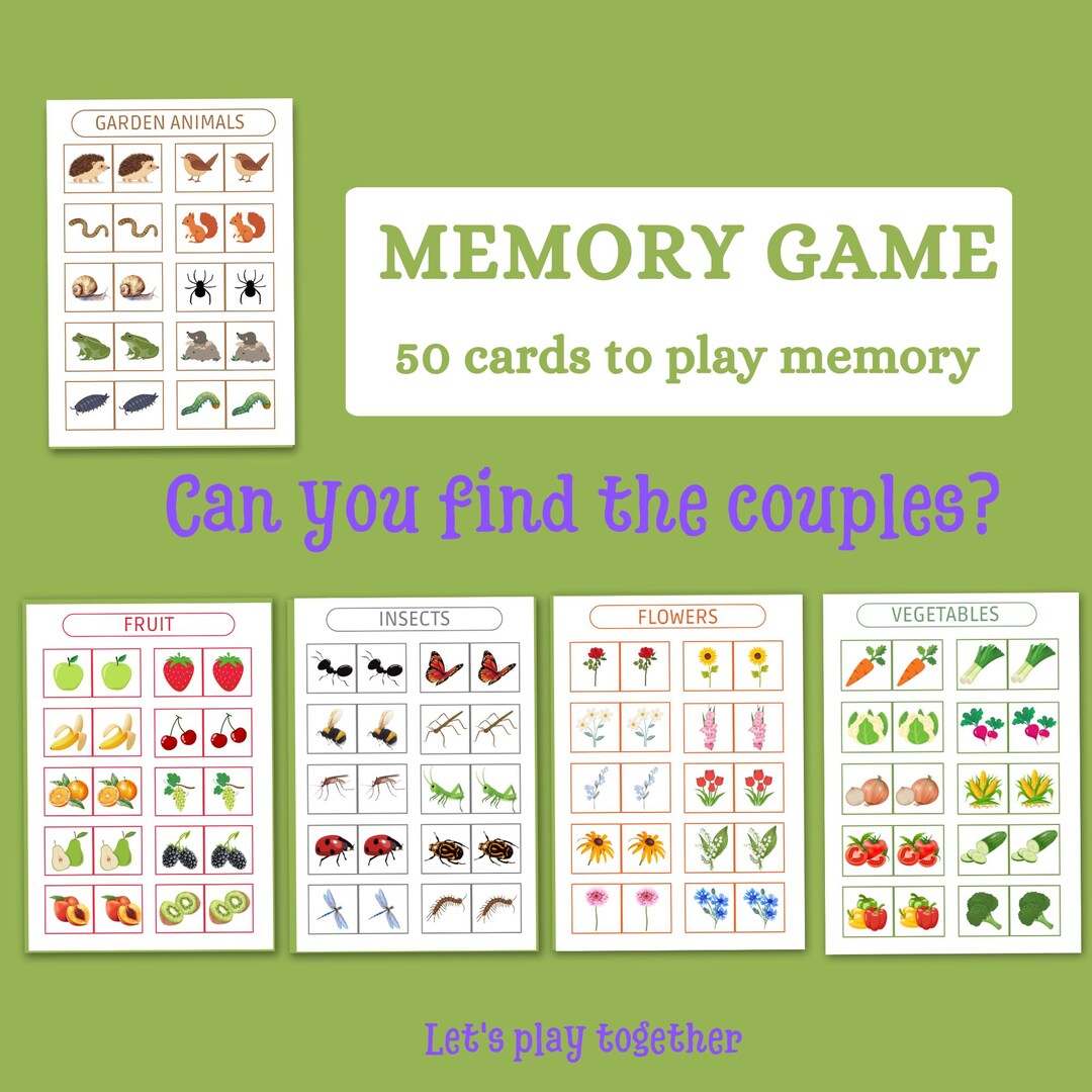 Memory Game for Kids, Matching Cards, Toddler Toys, Memory Flash Cards ...