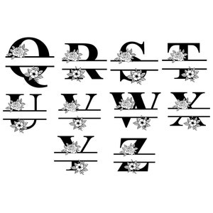 Floral Split Monogram Svg Bundle, Floral Lettering, Monogram Png Fonts ...