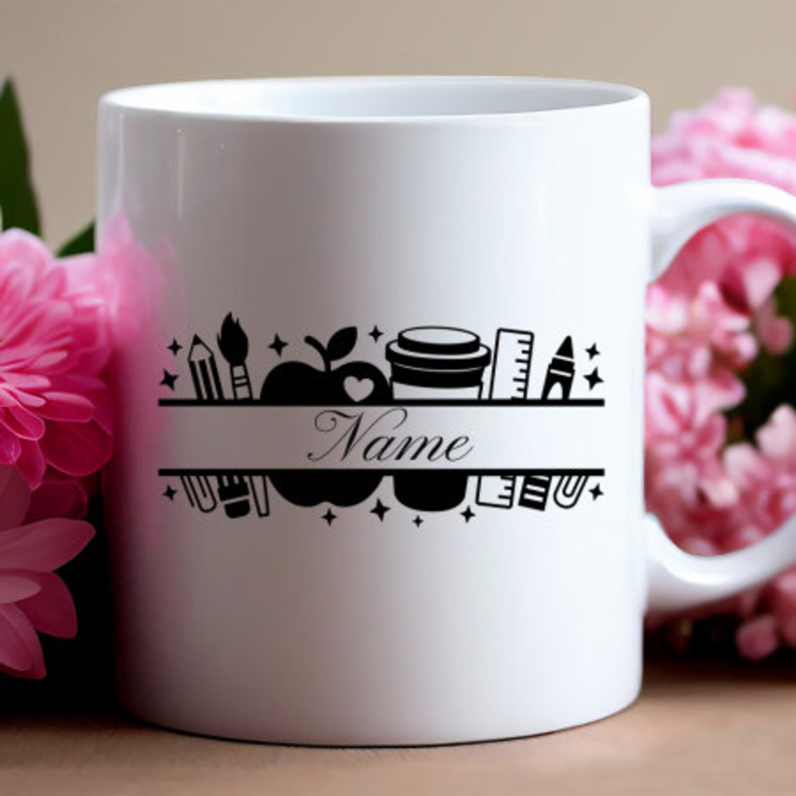 Teacher Split Name Monogram Svg Png, Teacher Name SVG, Teacher SVG ...