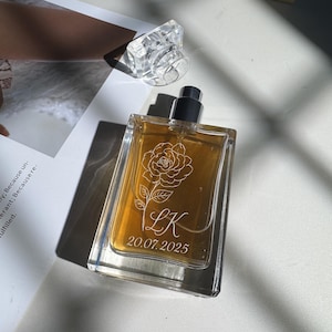 Personalized Engraved Perfume Bottle: Floral Design, Custom Initials ...