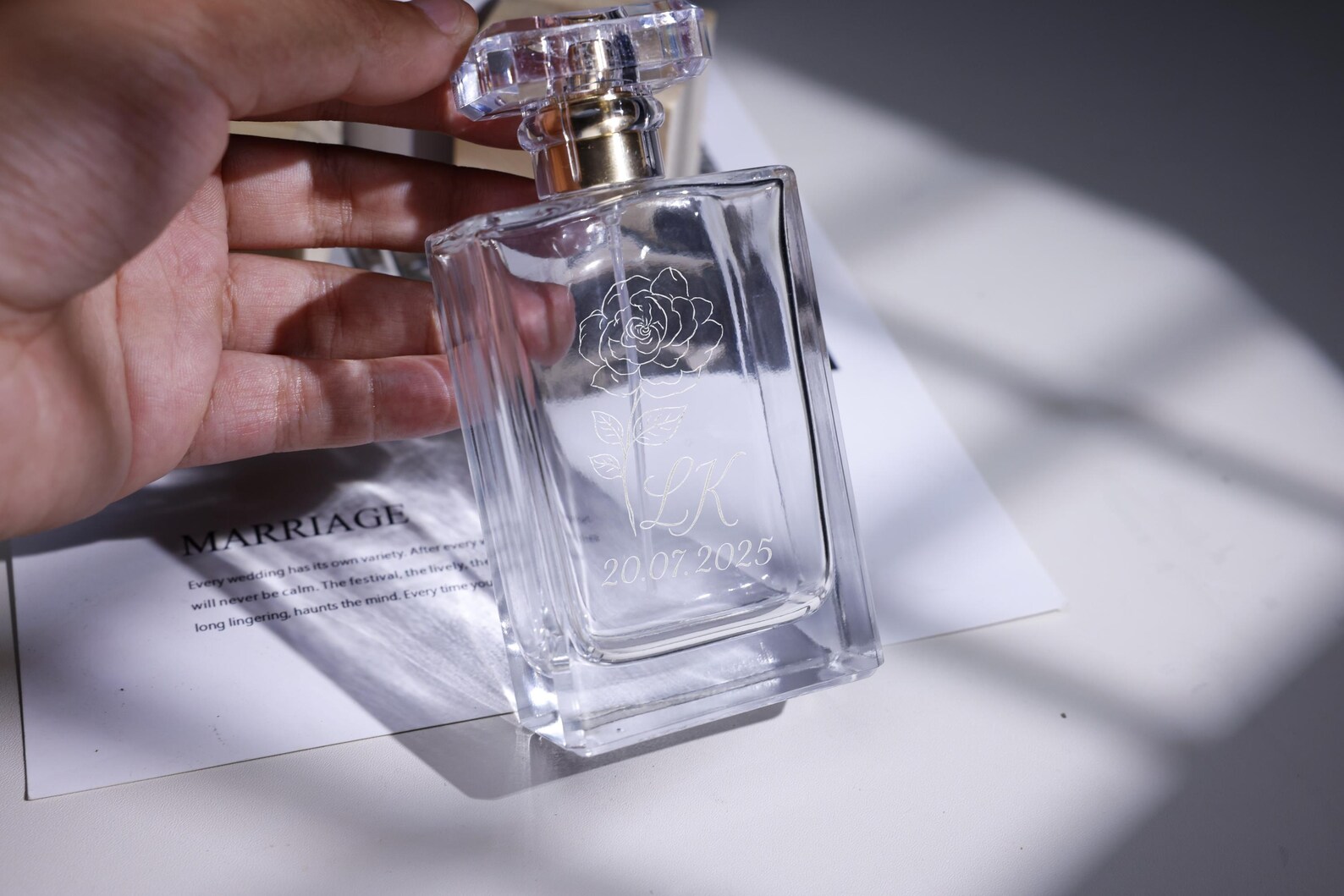 Personalized Engraved Perfume Bottle: Floral Design, Custom Initials ...