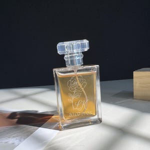 Personalized Engraved Perfume Bottle: Floral Design, Custom Initials ...