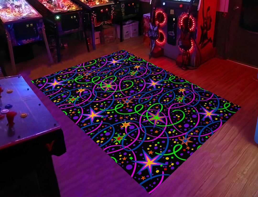 Lasertag Rug, Stars Rug, Star Pattern Rug, Arcade Room Rug, Bowling ...
