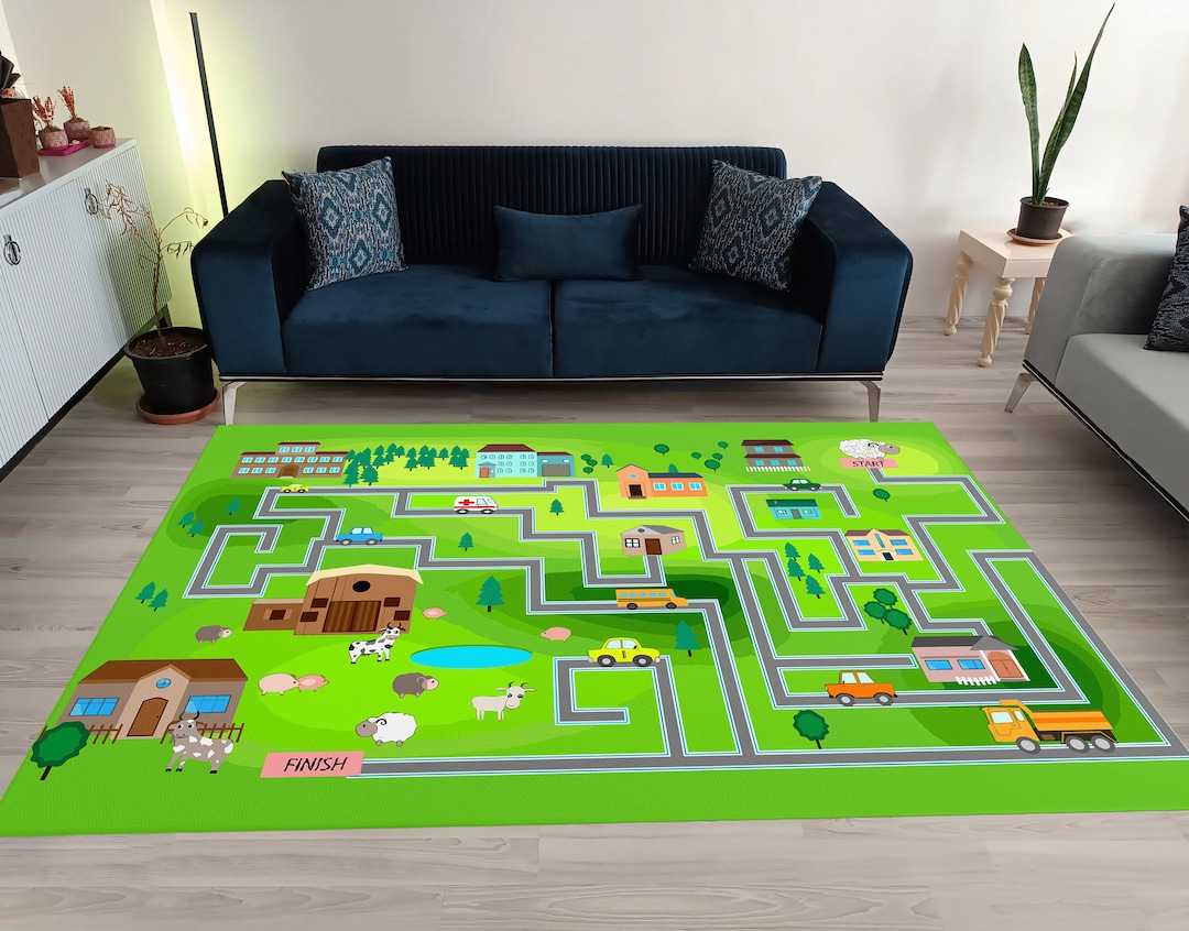 Road Rug, Car Rug, Traffic Rug, Car Racing Rug, Race Track Rug, Play ...