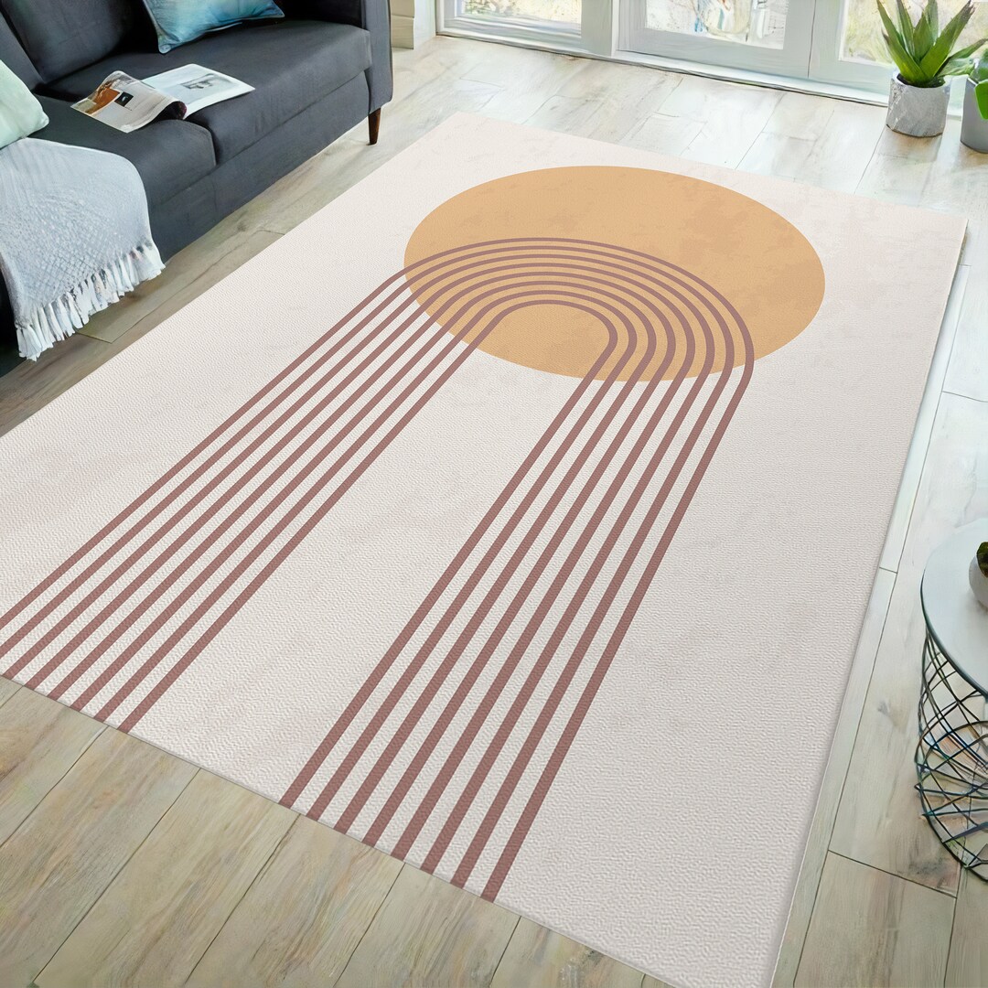 Mid Century Rug, Minimalist Rug, Line Art Rug, Boho Art Rug, Boho Rug ...