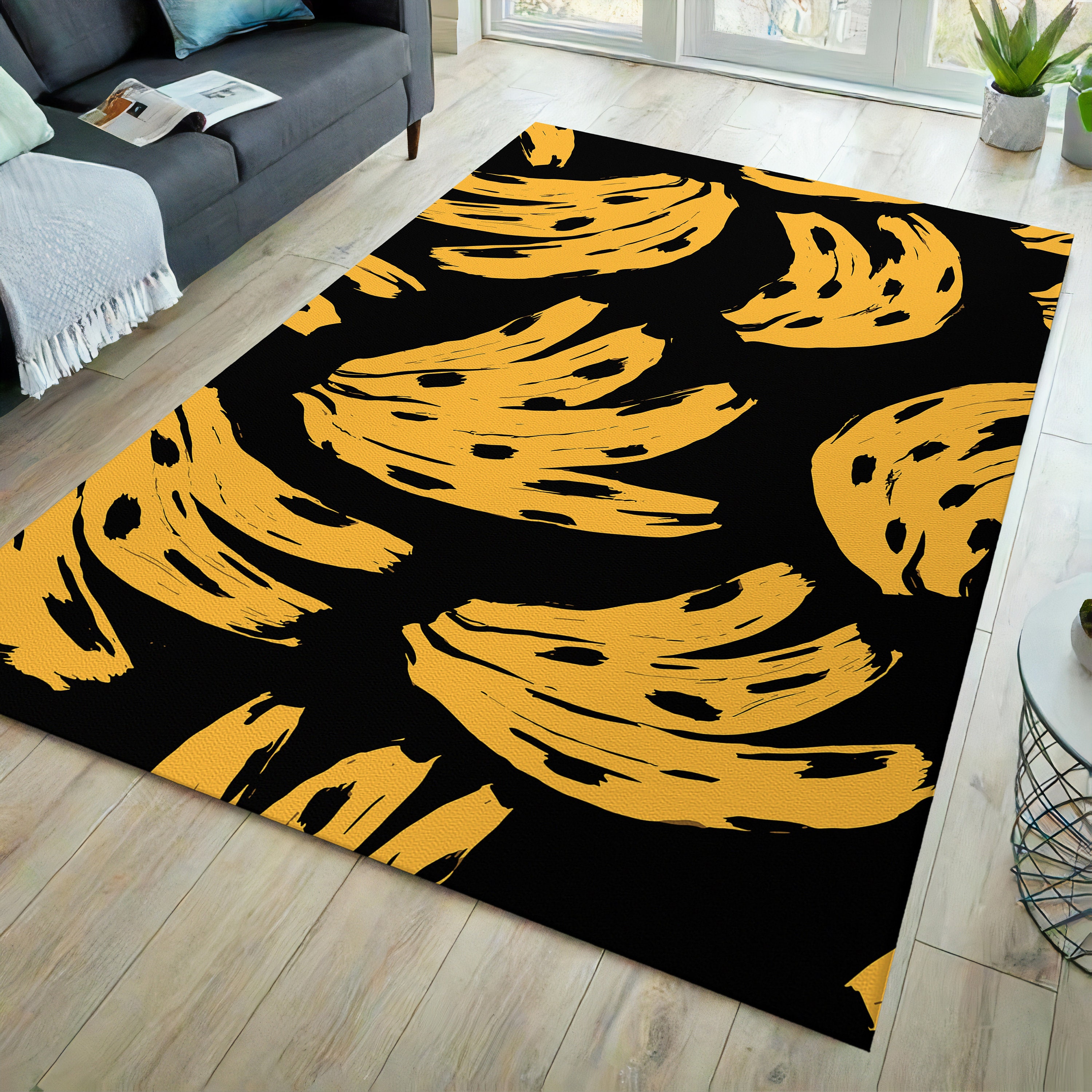 Banana Rug, Fruit Rug, Banana Pattern Rug, Fruit Theme Rug, Fun Area ...