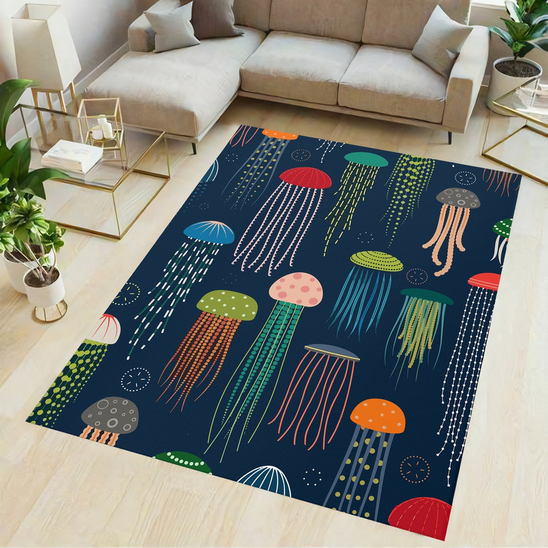 Animal Rug, Jellyfish Rug, Colorful Rug, Area Rug, Sea Rug, Fun Rug ...