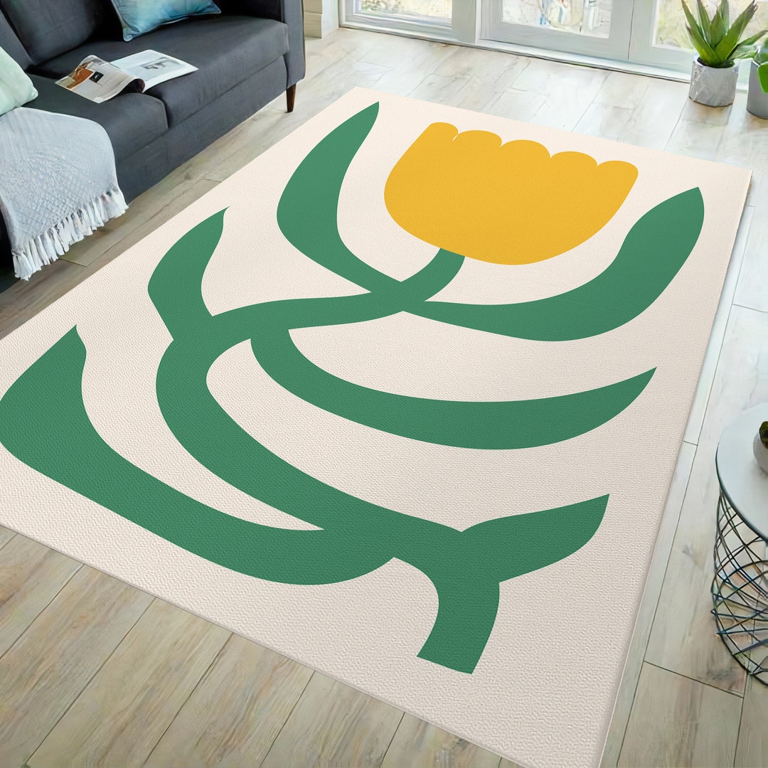 Tulip Rug, Floral Rug, Modern Rug, Colorful Rug, Minimal Rug, Aesthetic ...
