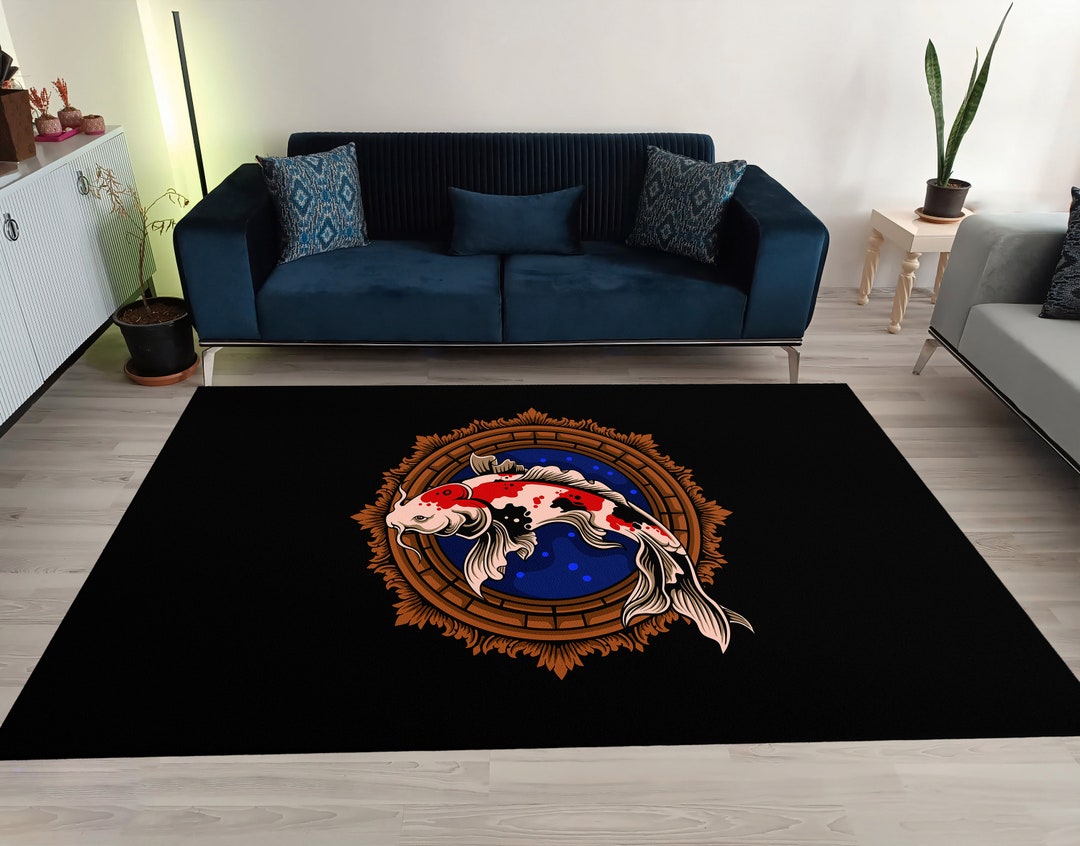 Japan Fish Rug, Koi Fish Rug, Japanese Rug, Home Decor, Decorative Rug ...