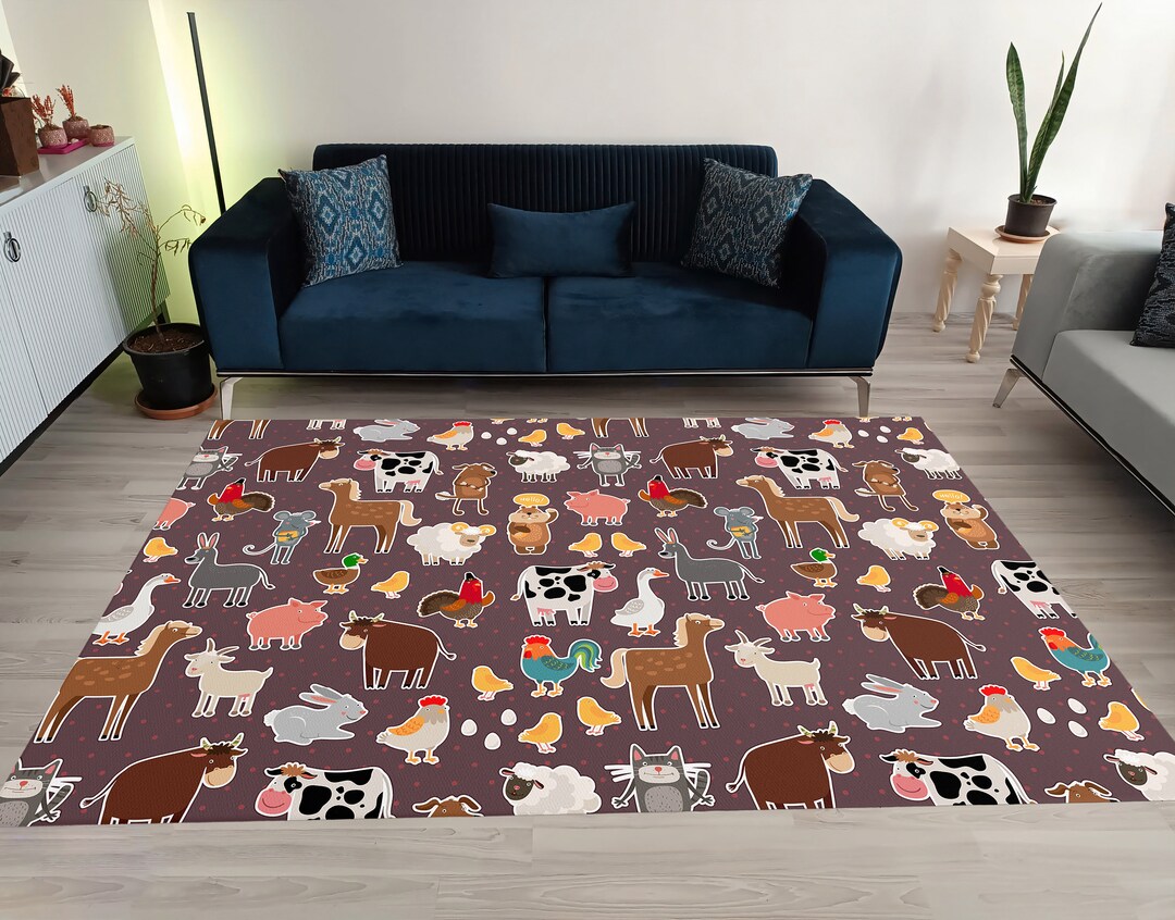 Animal Rug, Cow Rug, Cat Rug, Animal Theme Rug, Horse Rug, Duck Rug ...
