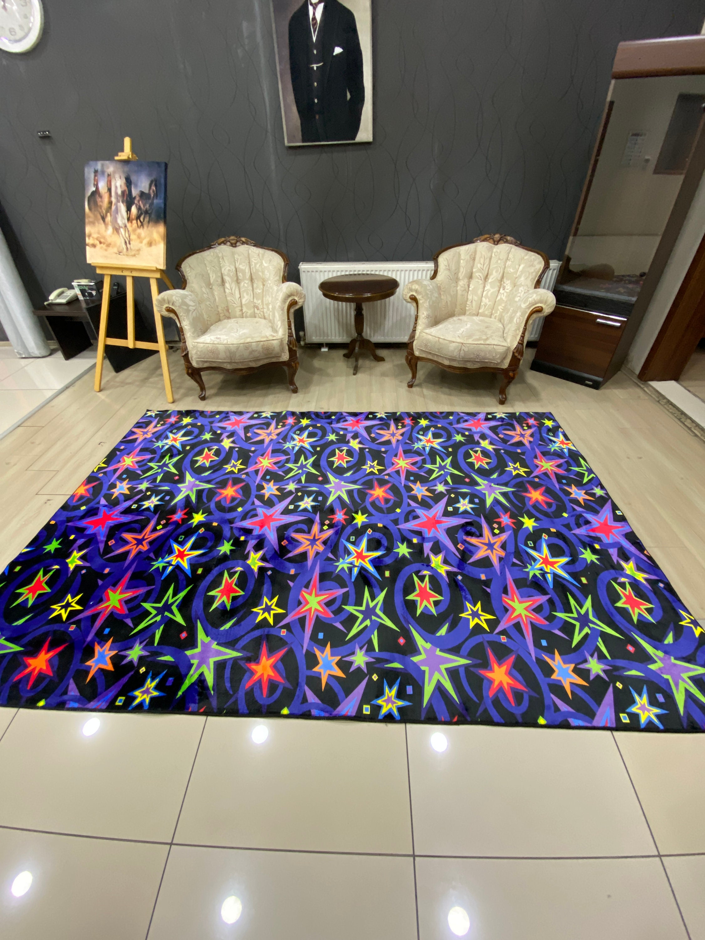 Arcade Rug, Star Pattern Rug, Arcade Room Rug, Arcade Decor, Gamer Rug ...