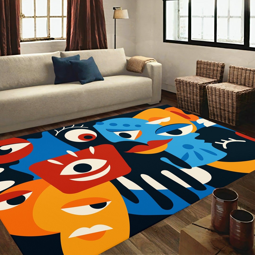 Art Rug, Colorful Art Rug, Modern Art Rug, Colorful Rug, Art Deco Rug ...