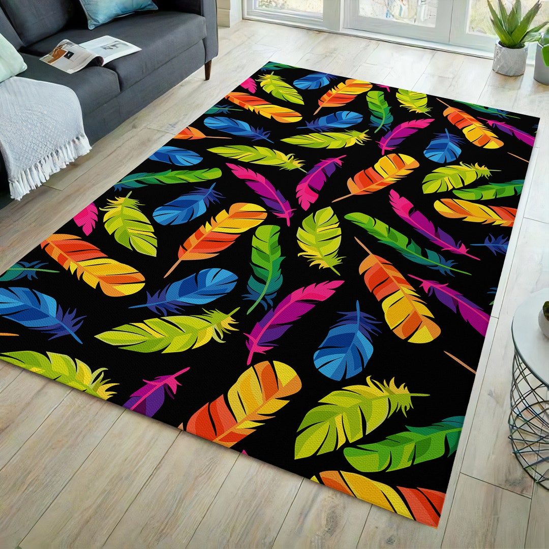 Arcade Rug, Feather Rug, Arcade Carpet, Colorful Rug, Arcade Room Rug ...