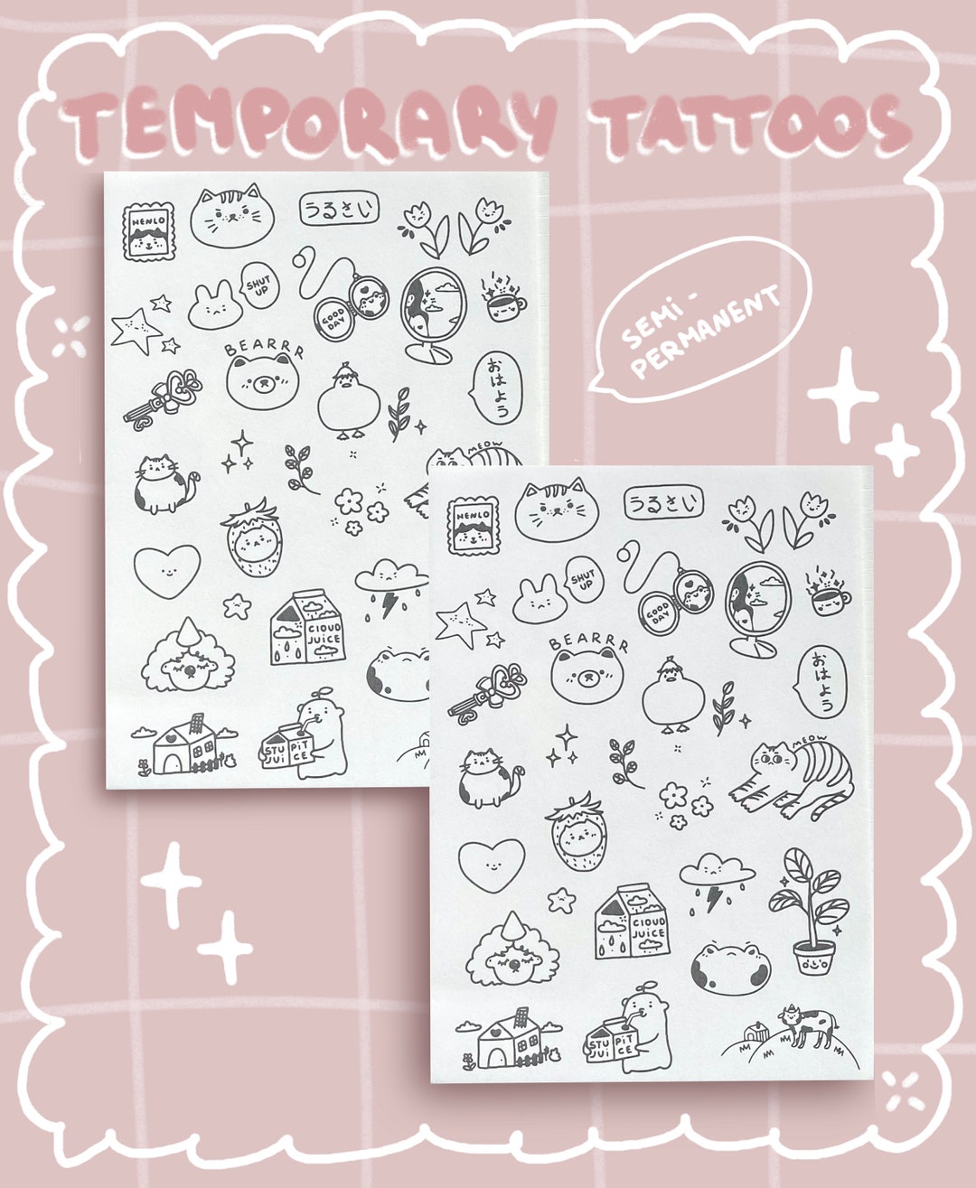 Temporary Tattoos Cute Semi-permanent A5 Sheet 30+ Tattoos Realistic - Etsy