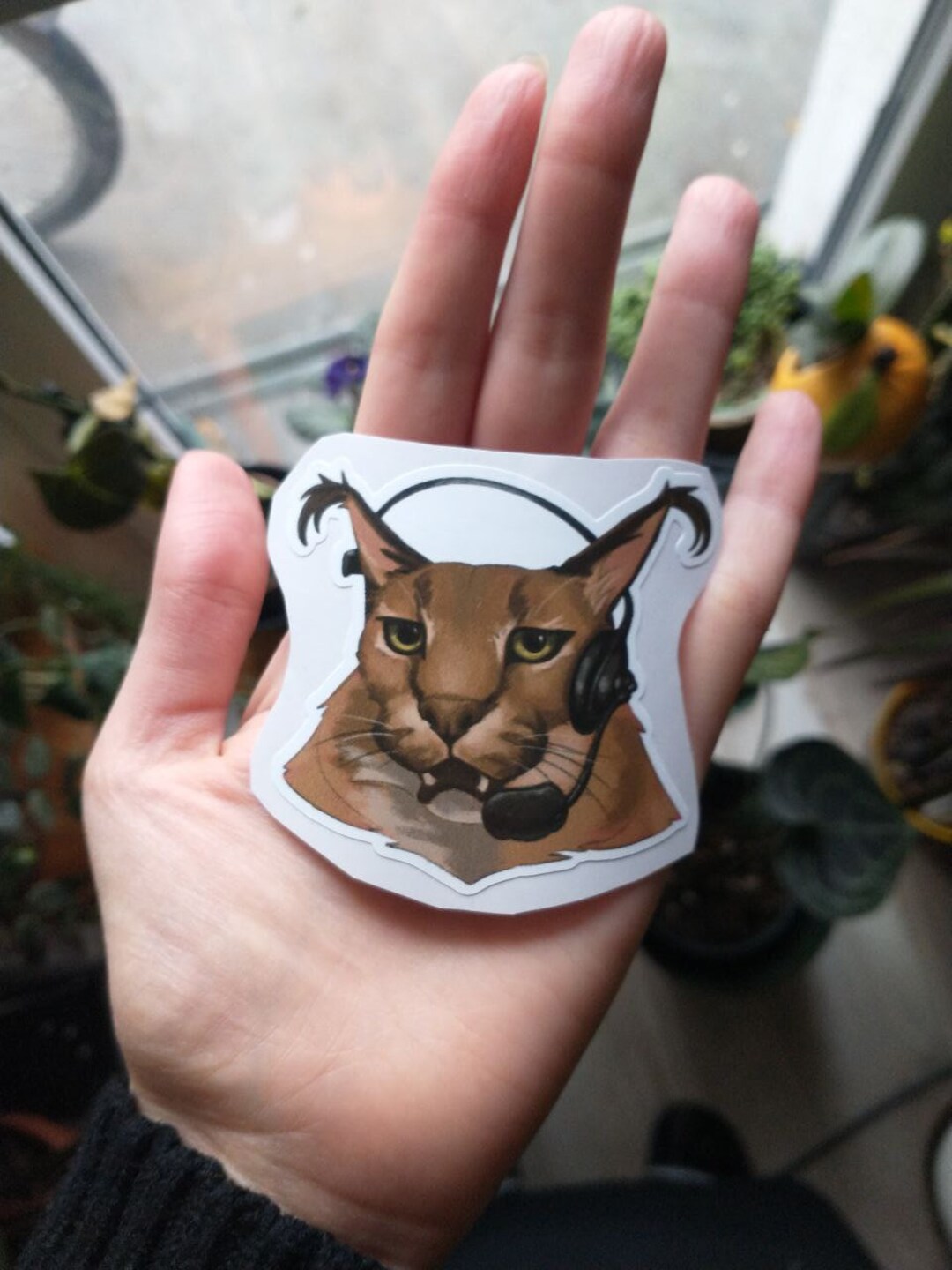 3 Stickers of Floppa Caracal Working as Customer Service - Etsy UK