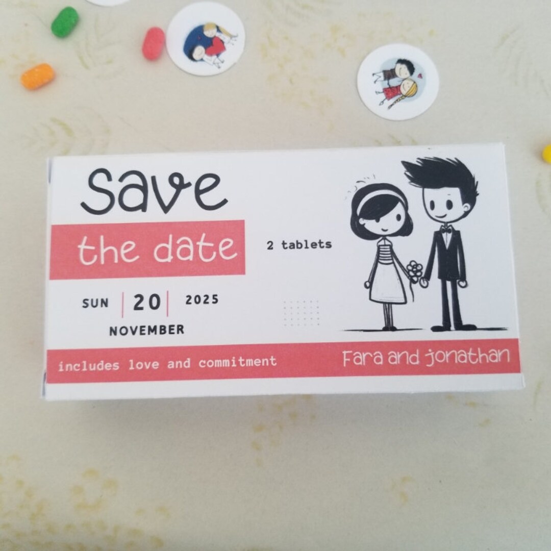 Save the Date Red Pill Box Invitation Template, Pill Box Wedding ...