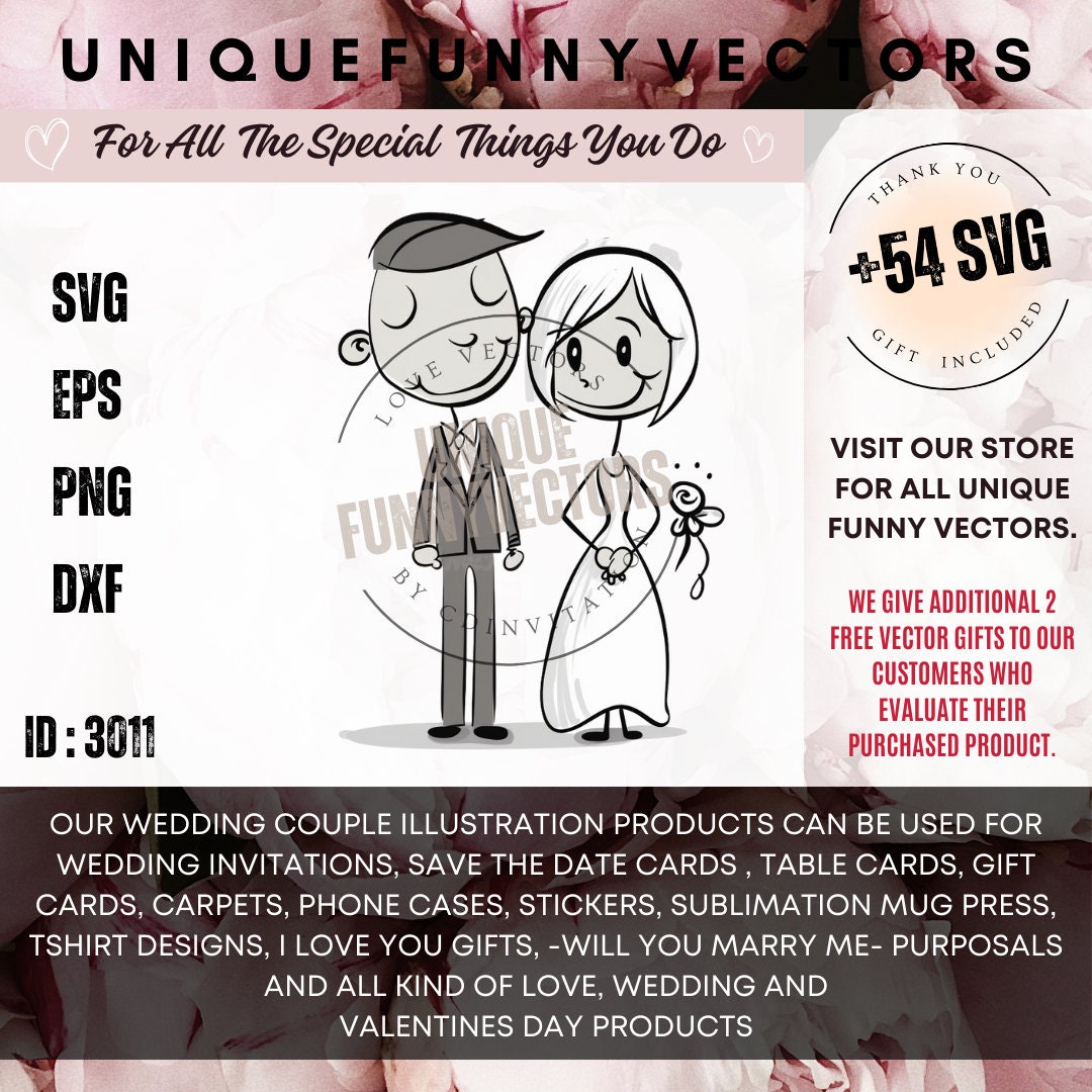 Personalized Gifts Wedding Stick Figures Svg for Invitation Wedding ...