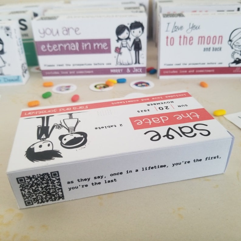 Save the Date Red Pill Box Invitation Template, Pill Box Wedding ...