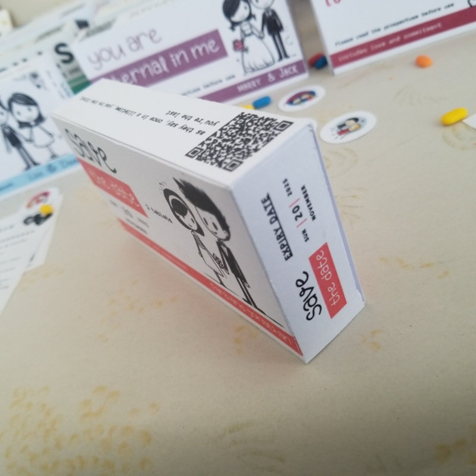 Save the Date Red Pill Box Invitation Template, Pill Box Wedding ...