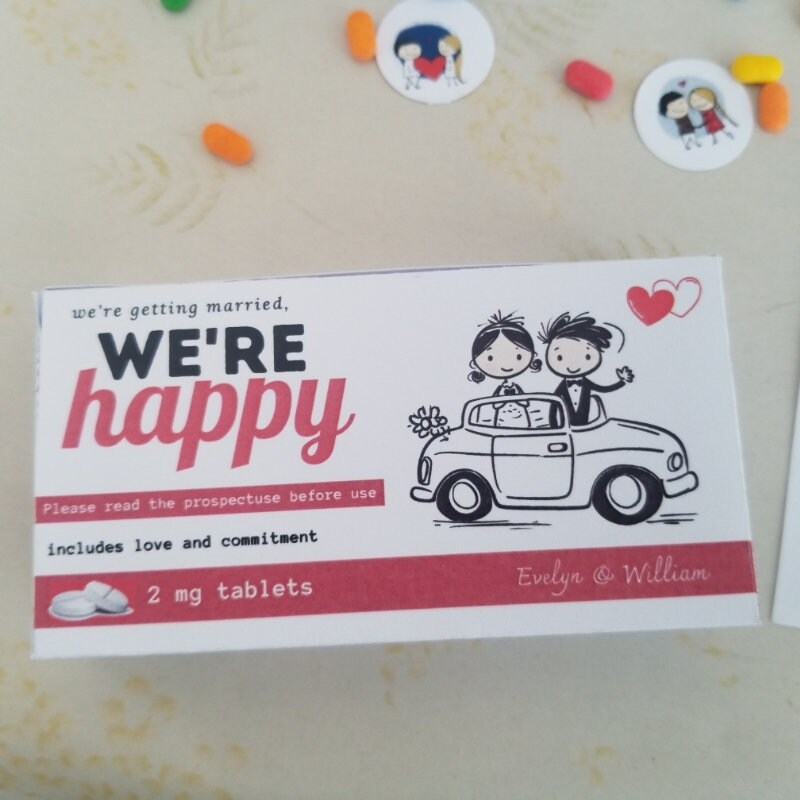 We Are Getting Married,we Are Happy Red Pill Box Invitation Template ...