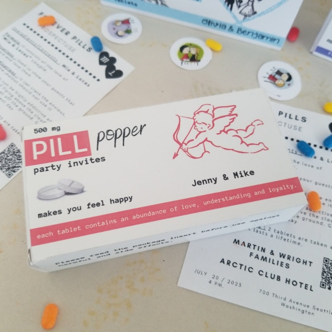 Pill Popper Editable Pill Box Invitation Template, Pill Box Wedding ...