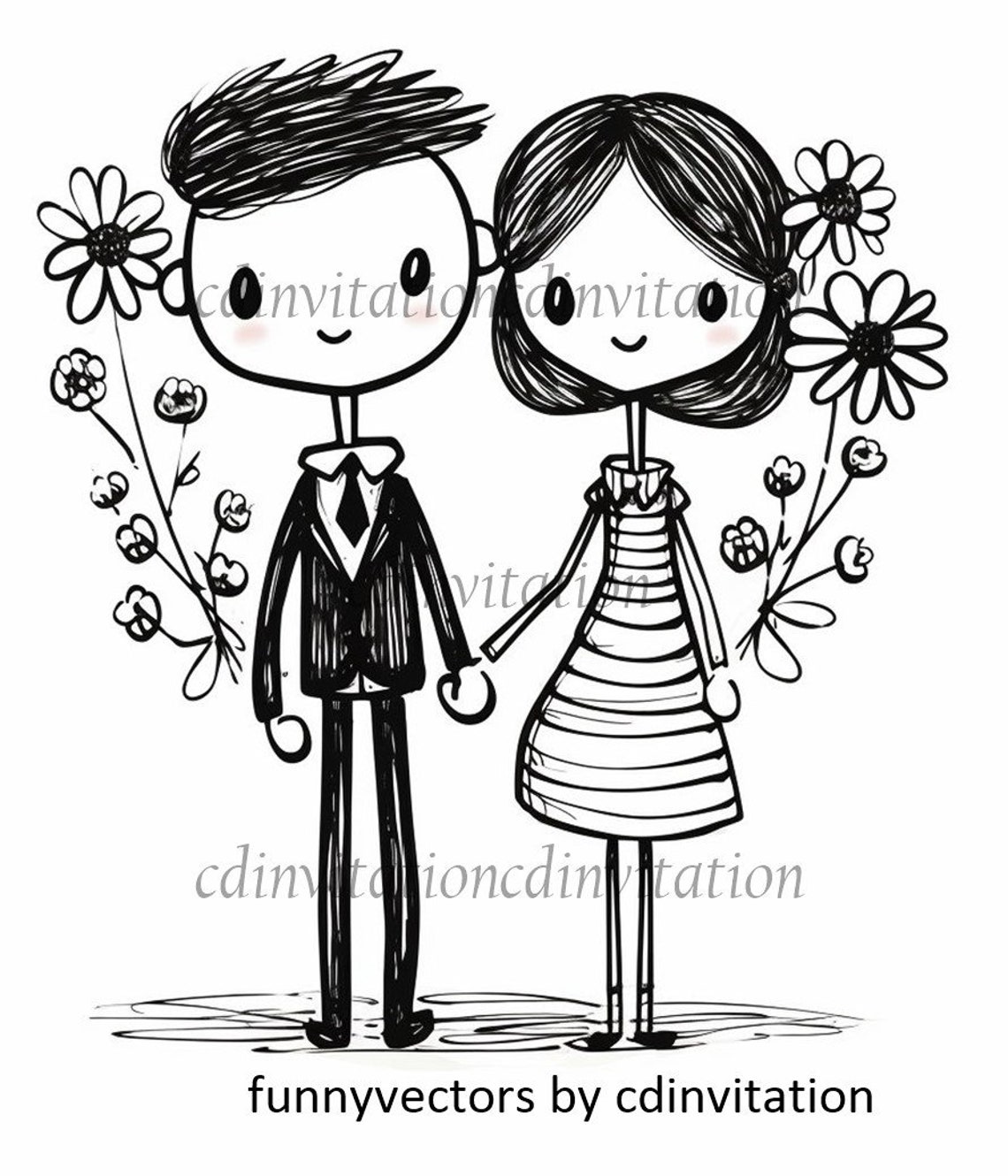 Stick Figure Doodle Wedding Clipart Valentine Svg Png Clipart Ceremony ...