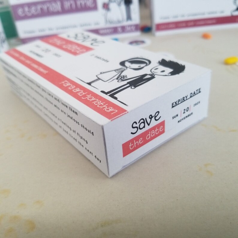 Save the Date Red Pill Box Invitation Template, Pill Box Wedding ...