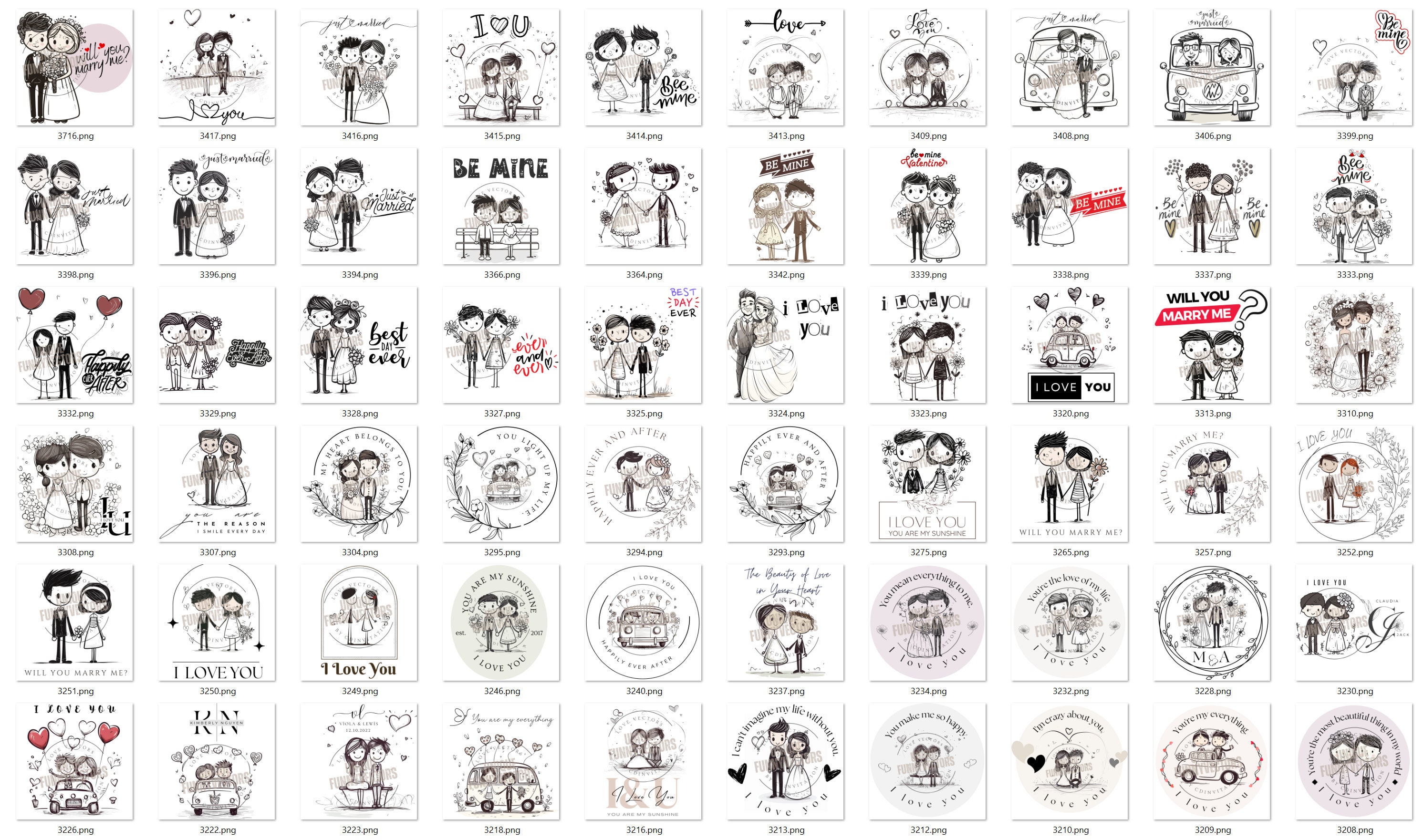 Printable Stick Figure Doodle Wedding Clipart Valentine Png Svg Couple ...