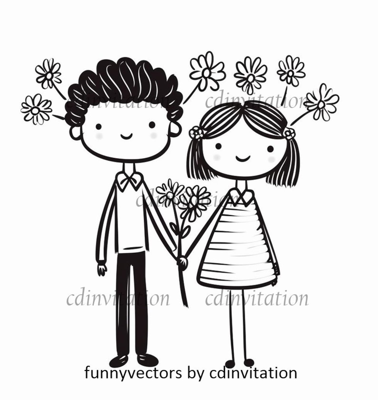 Valentine Doodle Figure Svg Engagement Stick Figure Svg Couples Kissing ...