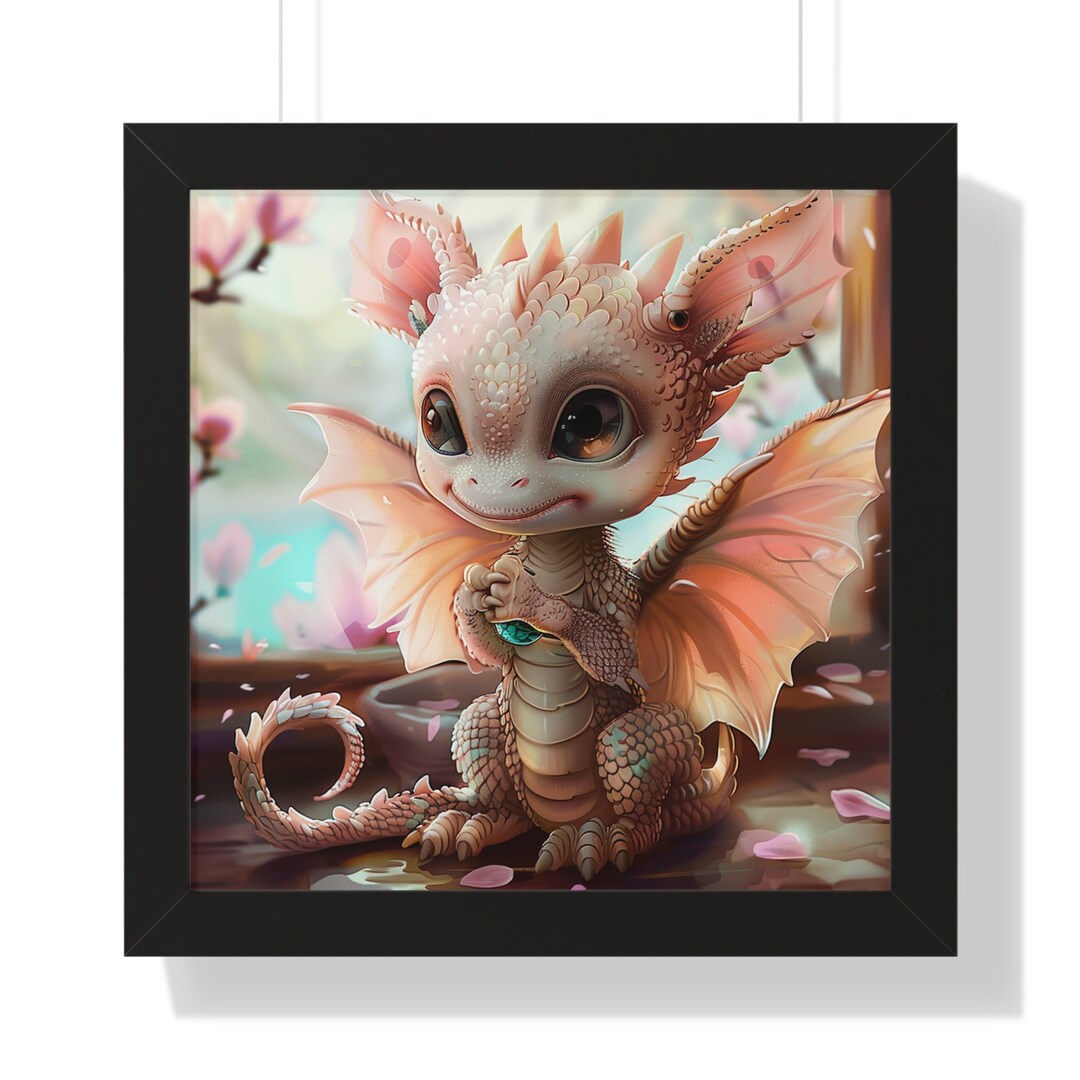 Charming Baby Dragon Poster in Premium Black Frame With Acrylic Cover ...