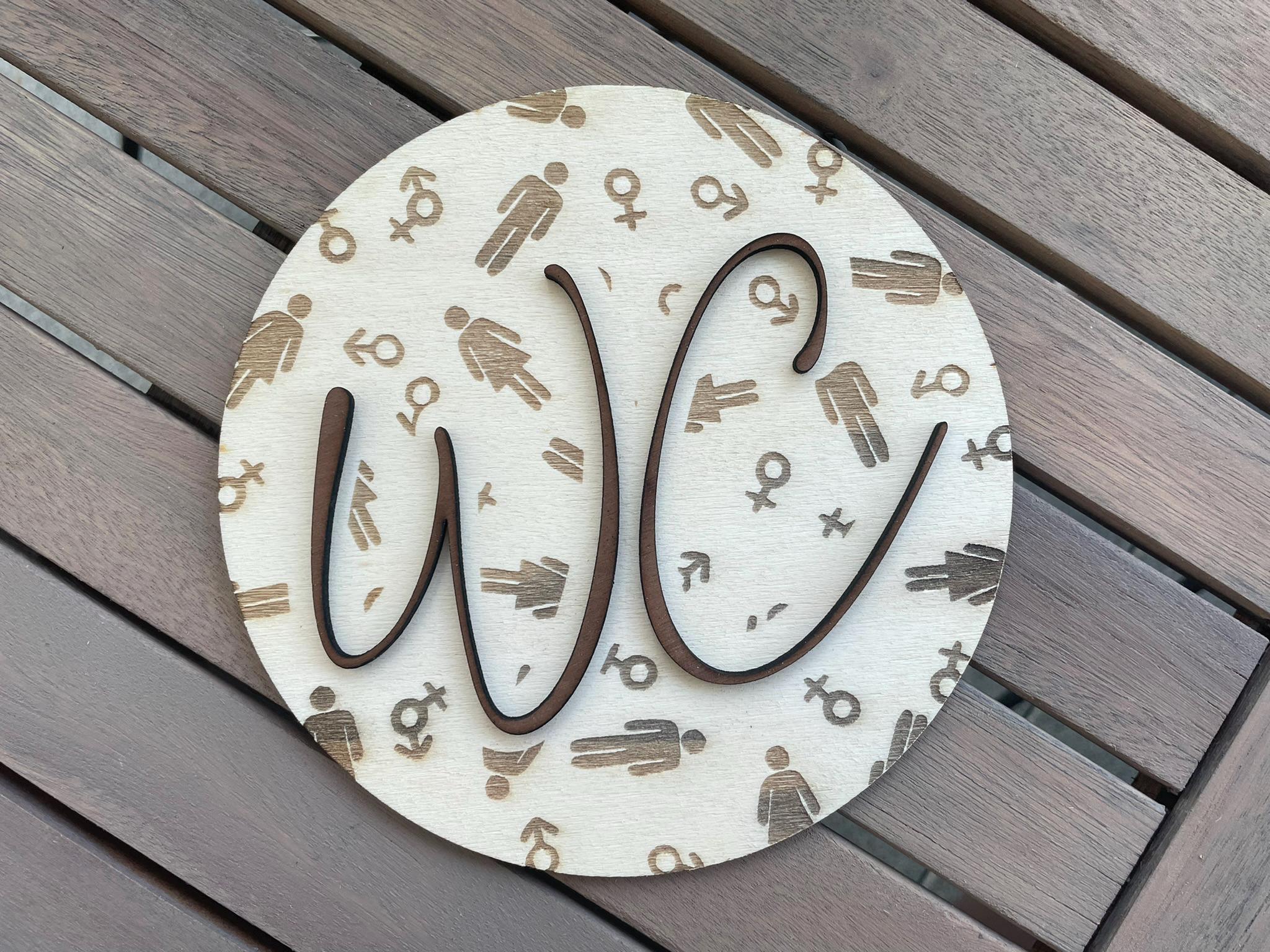 Round Door Sign - WC and Bathroom - 16/20 Cm Diameter - Etsy