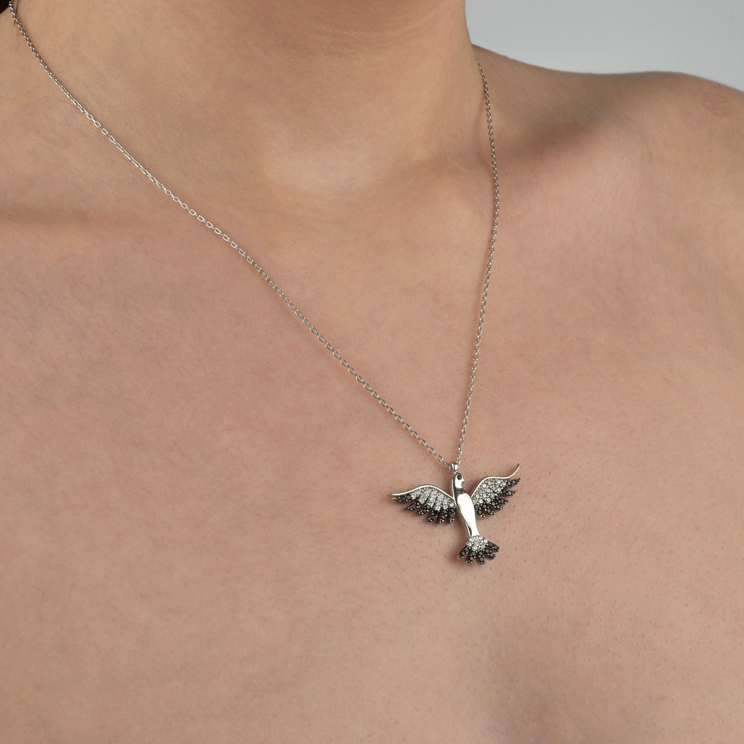 Sterling Silver Phoenix Necklace for Woman, Animal Necklace, Phoenix ...