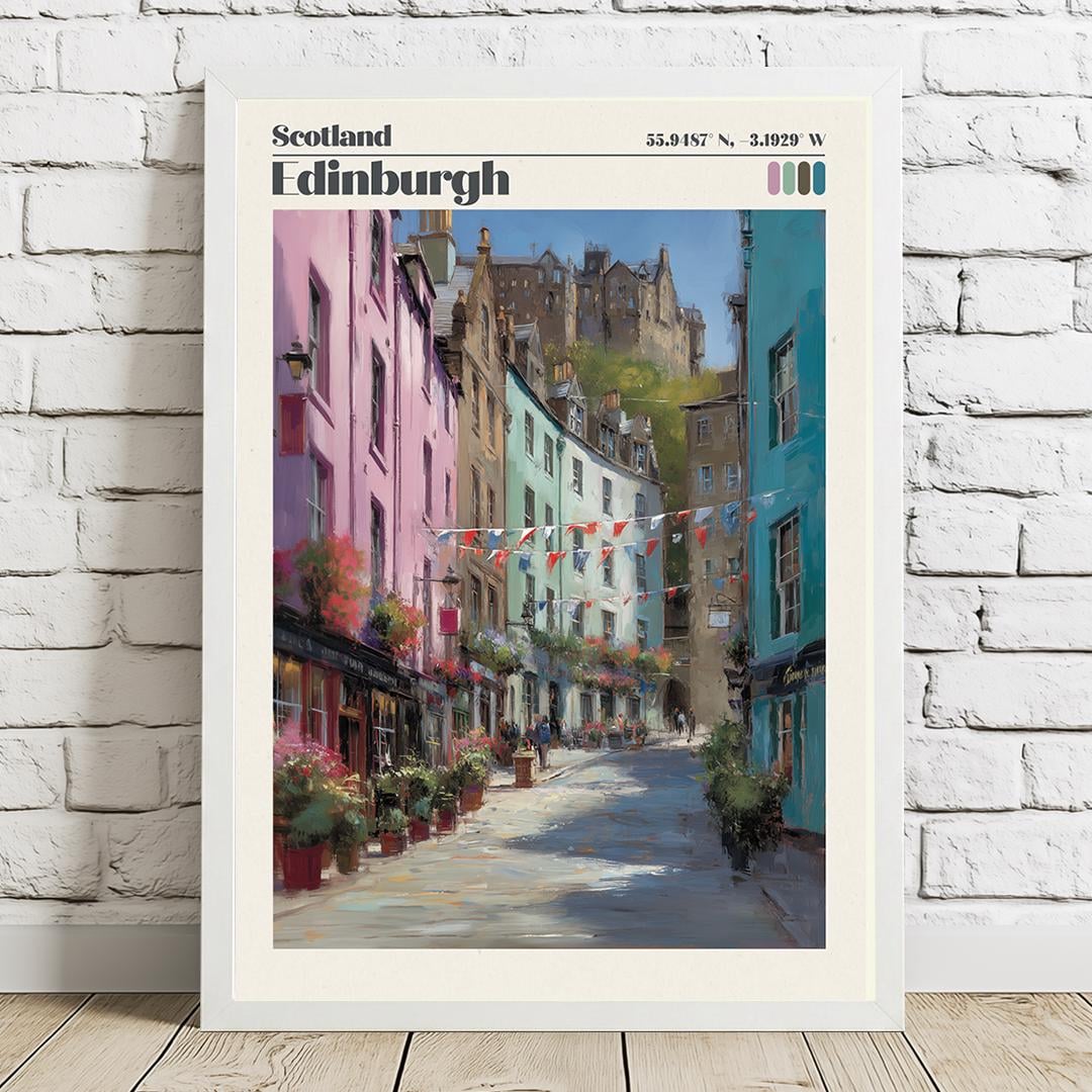 Edinburgh Pastel Travel Print – Victoria Street Map Coordinates ...