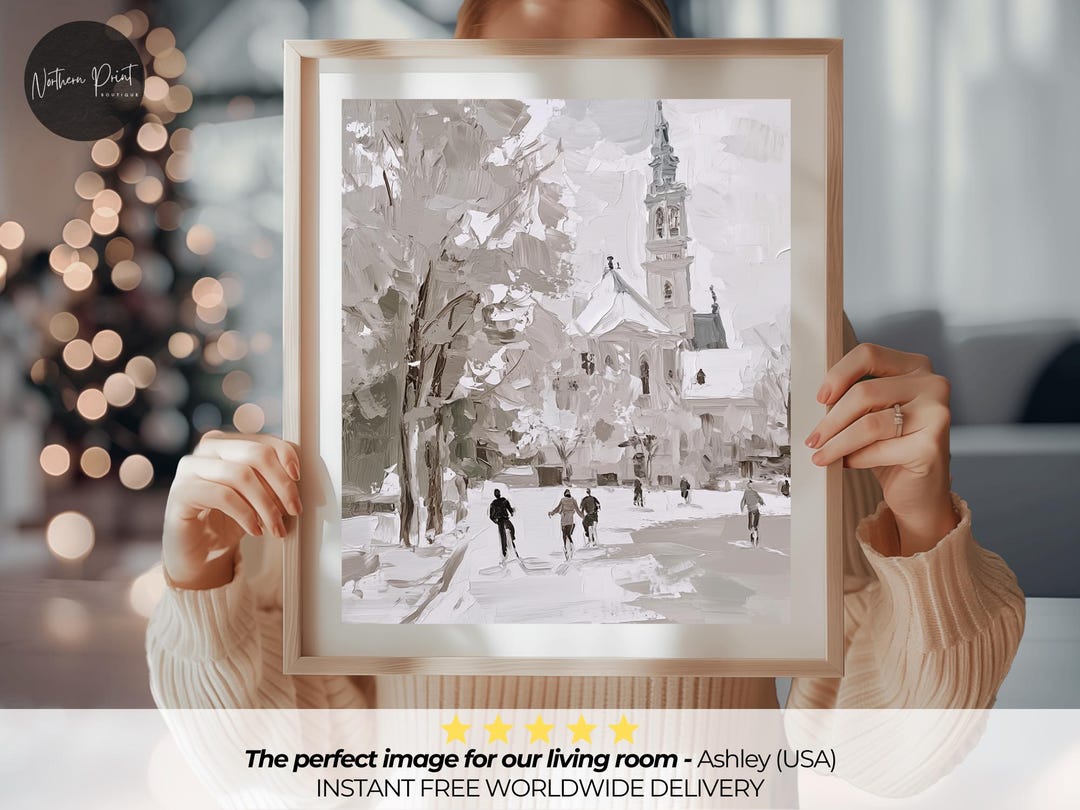 Christmas Print Wall Art Holiday Decor Church on Christmas Morning ...