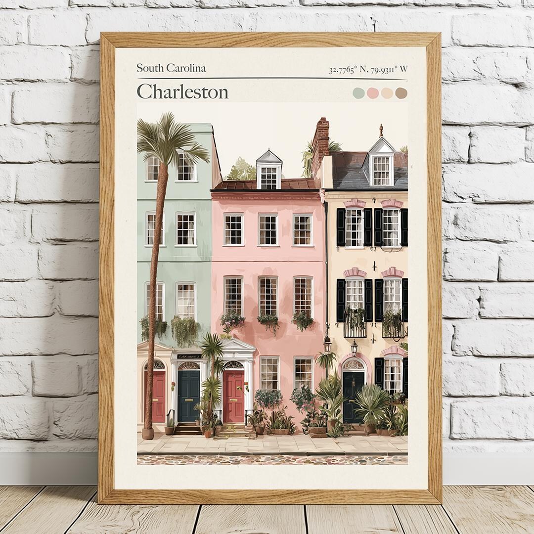Charleston, South Carolina Wall Art – Illustrated Travel Print - Etsy