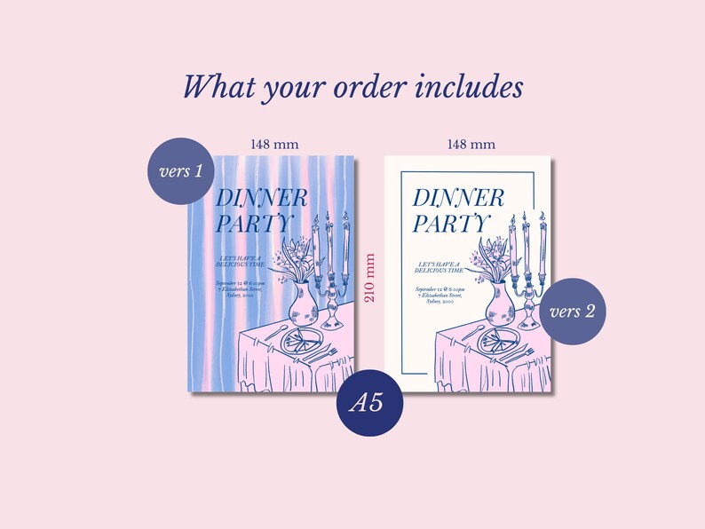 Hand Drawn Dinner Party Invite Template | Elegant Whimsical ...