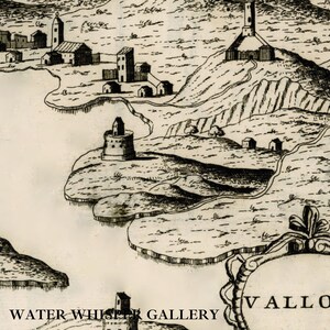 Albania Vintage Historic Map Drawing of the Port of Vlora, Valona Old ...