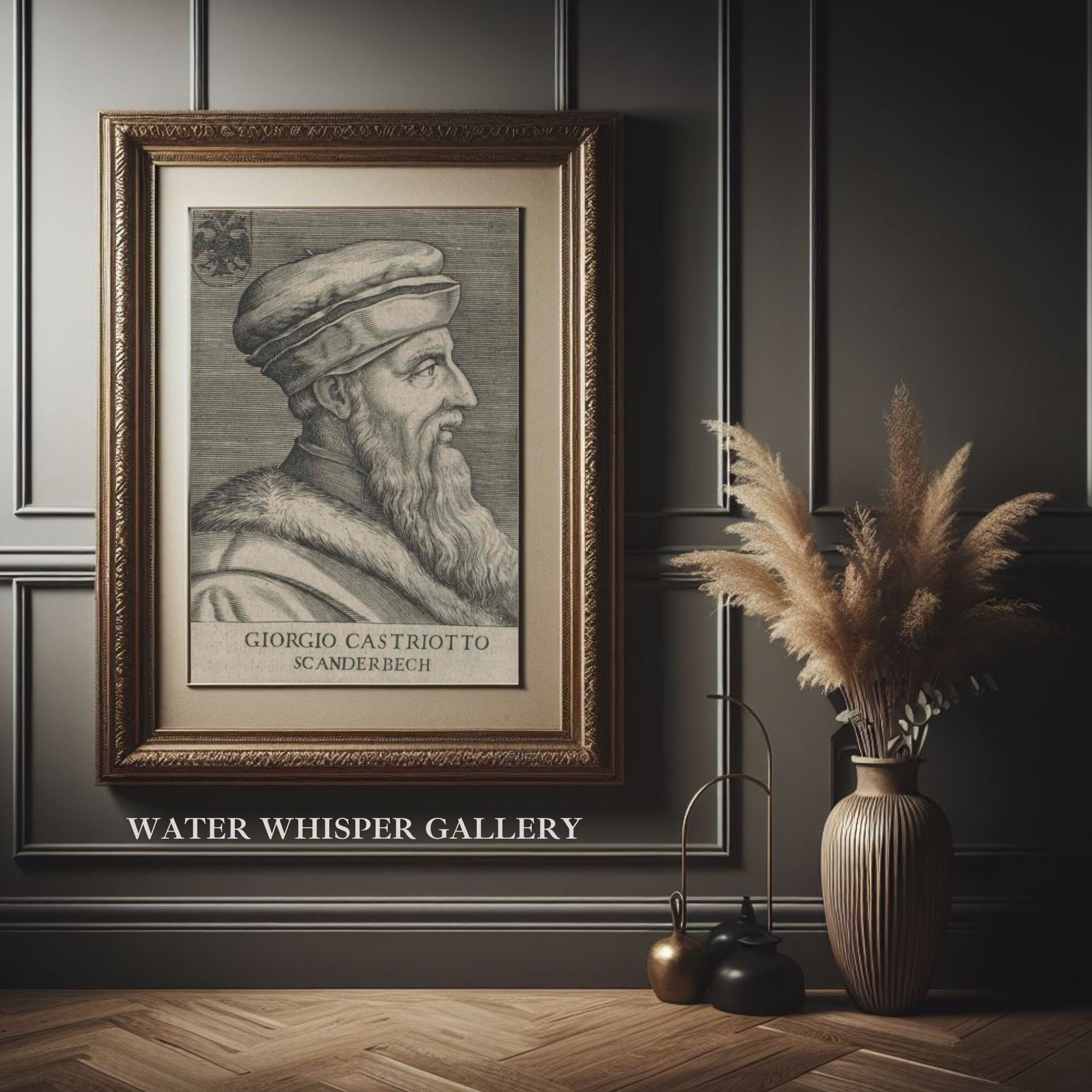 Skanderbeg, Albanian Wall Art, Antique Portrait Sketch of Gjergj ...