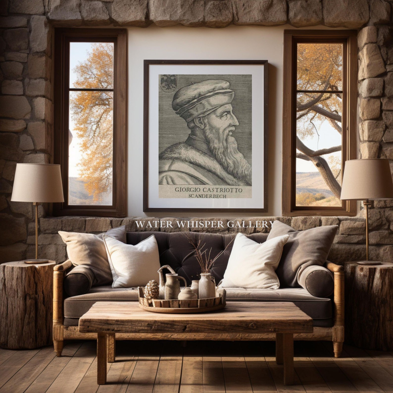 Skanderbeg, Albanian Wall Art, Antique Portrait Sketch of Gjergj ...