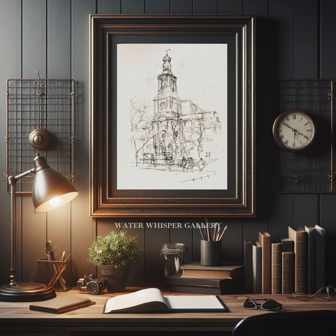 Vintage London Church Drawing, Religious Art Sketch (digital Download ...