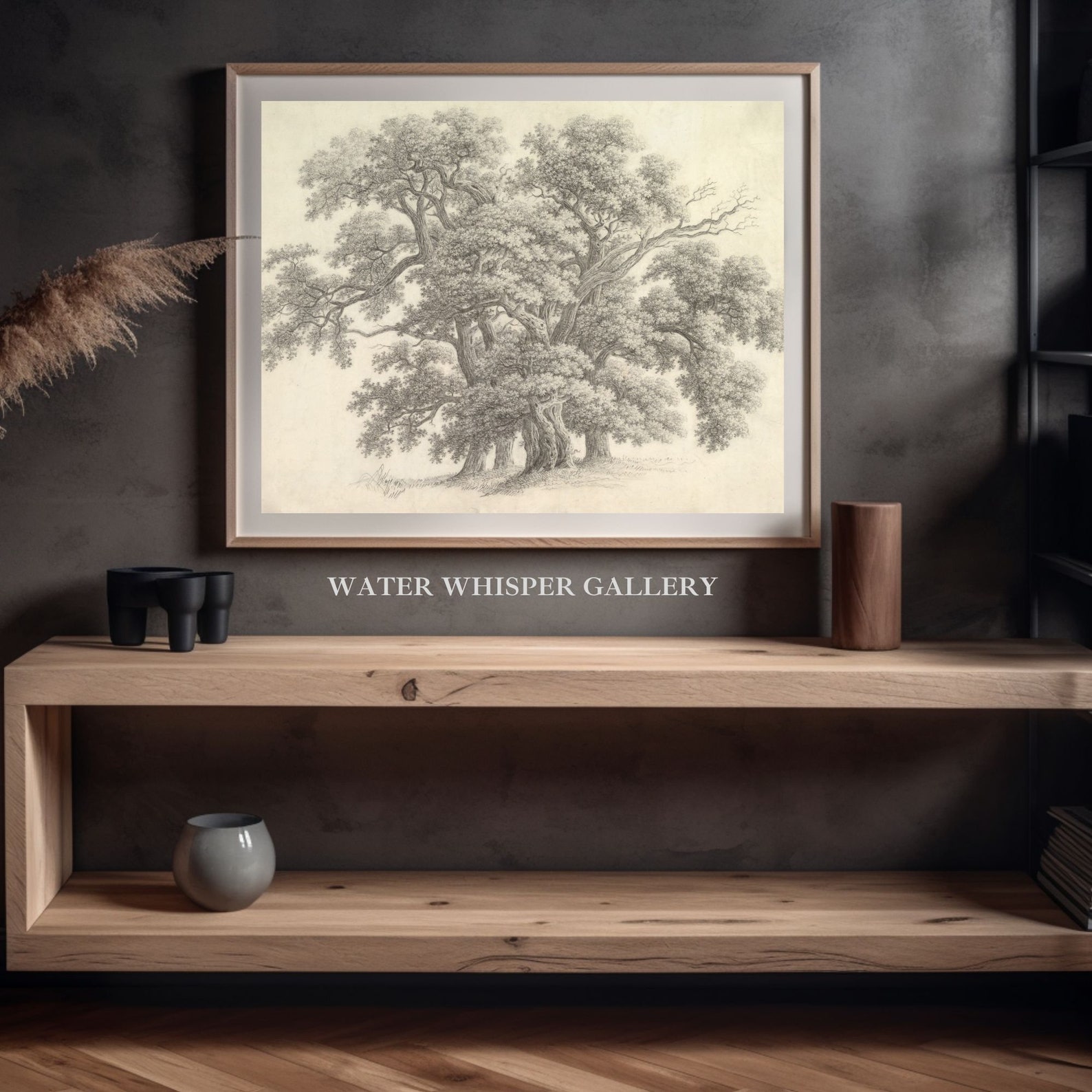 Vintage Oak Tree Pencil Sketch, Botanical Art Print (digital Download ...