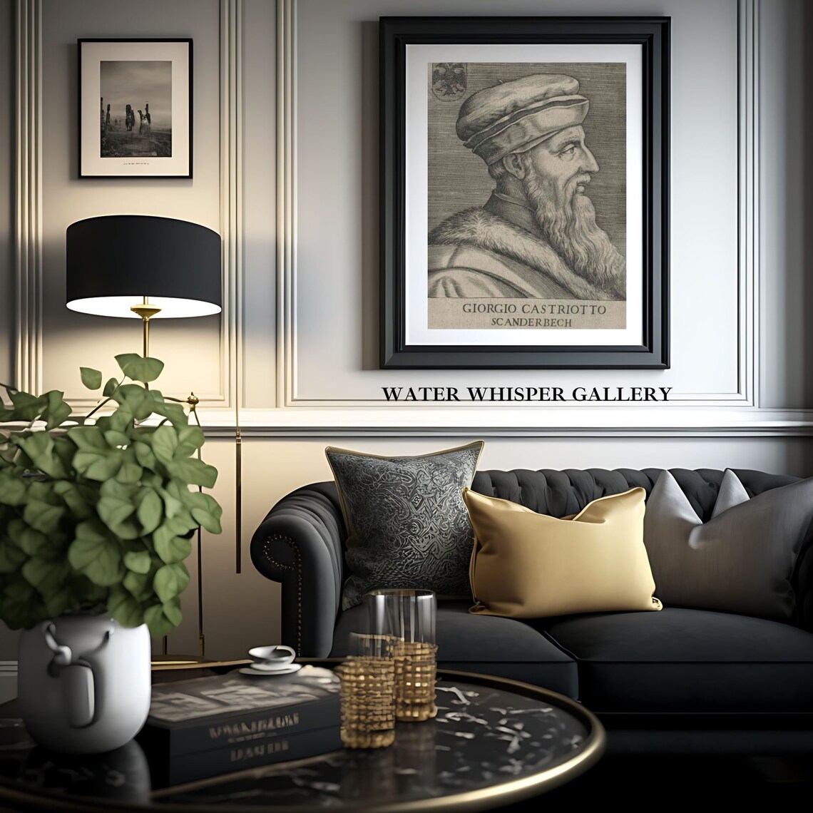 Skanderbeg, Albanian Wall Art, Antique Portrait Sketch of Gjergj ...