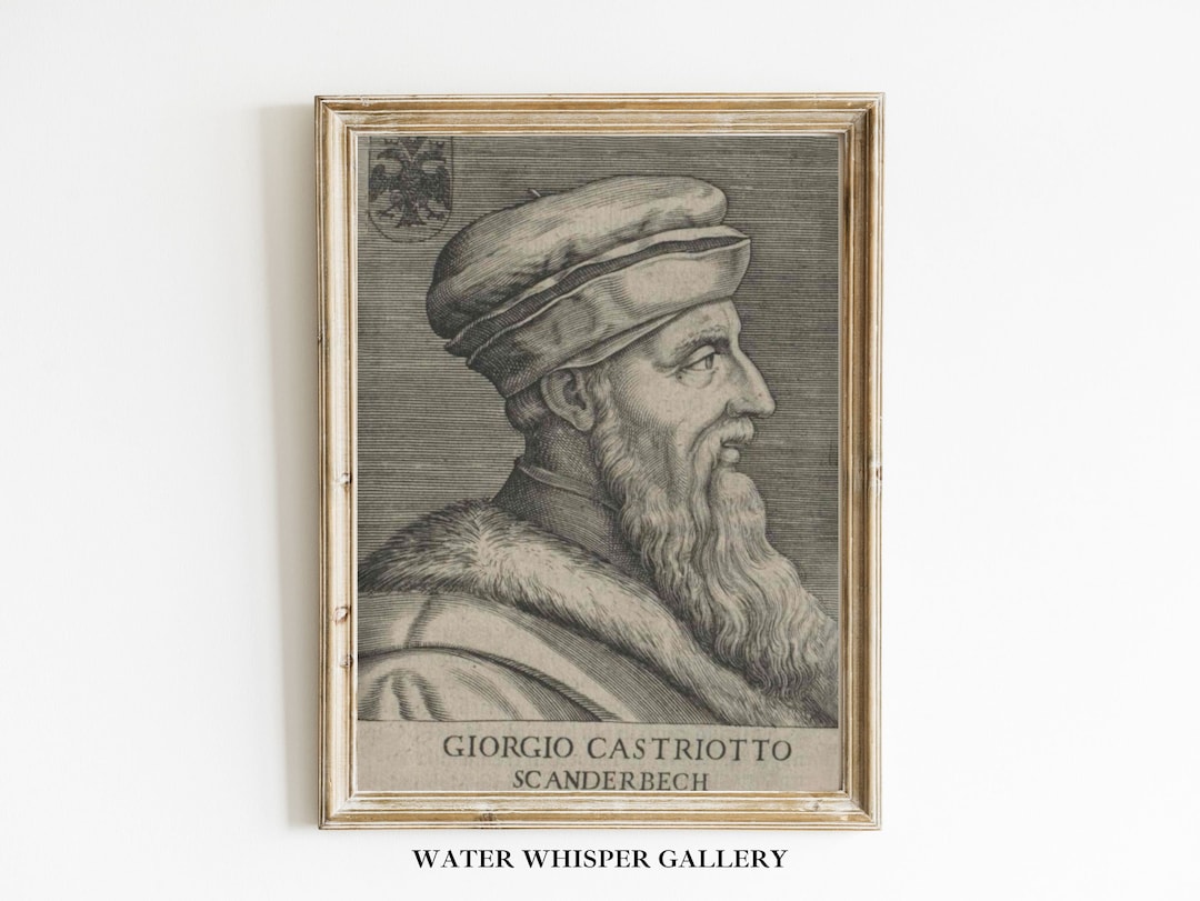 Skanderbeg, Albanian Wall Art, Antique Portrait Sketch of Gjergj ...