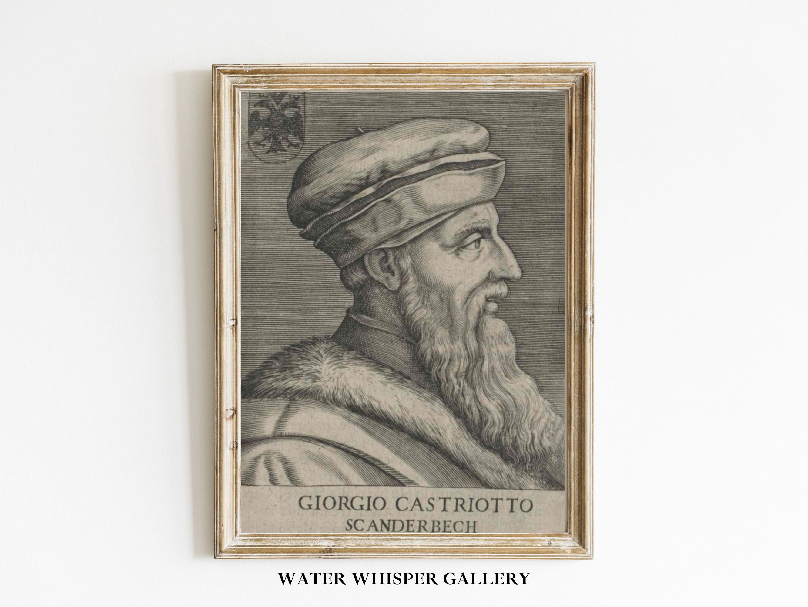 Skanderbeg, Albanian Wall Art, Antique Portrait Sketch of Gjergj ...