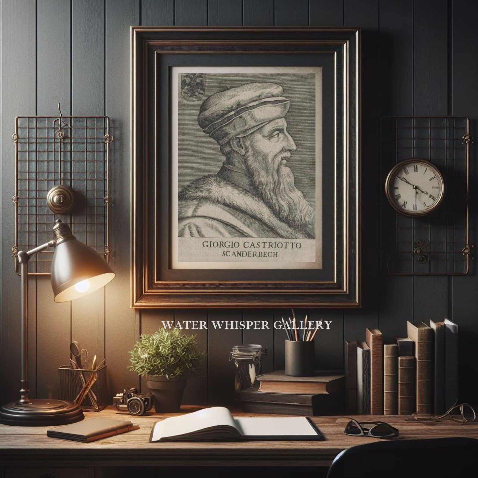 Skanderbeg, Albanian Wall Art, Antique Portrait Sketch of Gjergj ...