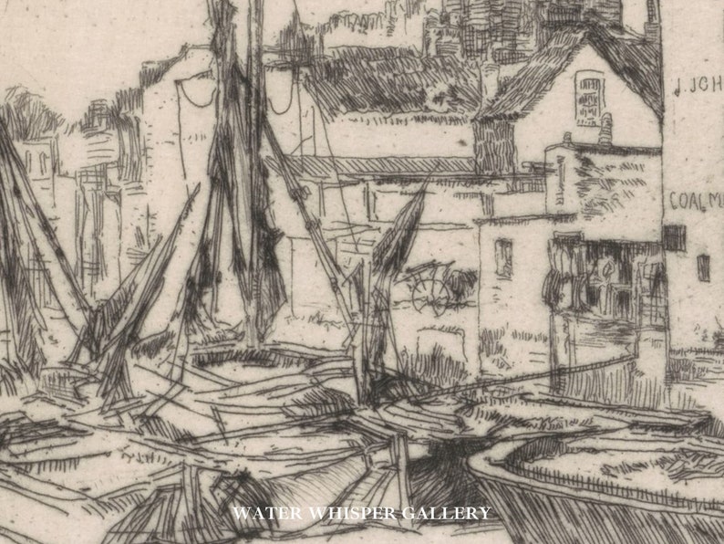 19th Century London Etching, River Bank English Pub (printable) - Etsy